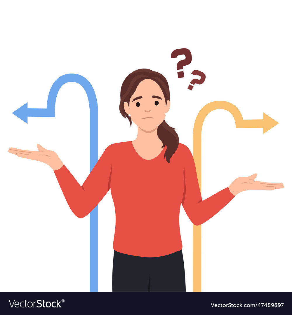 Choice thinking doubt problem concept young Vector Image