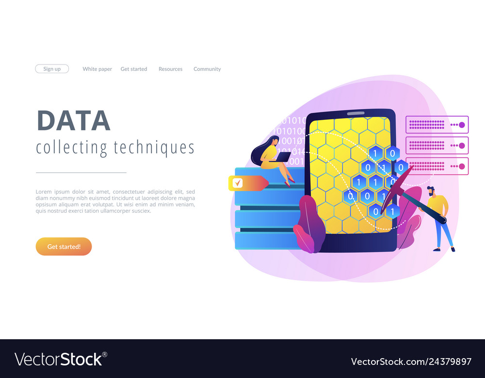 Data mining concept landing page Royalty Free Vector Image