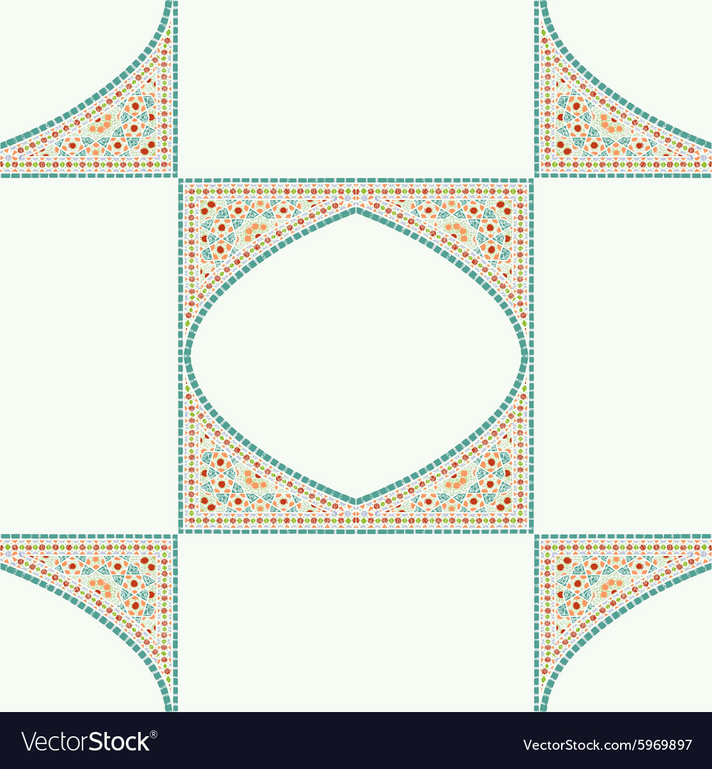 Geometric corner frame pattern ethnic tile Vector Image
