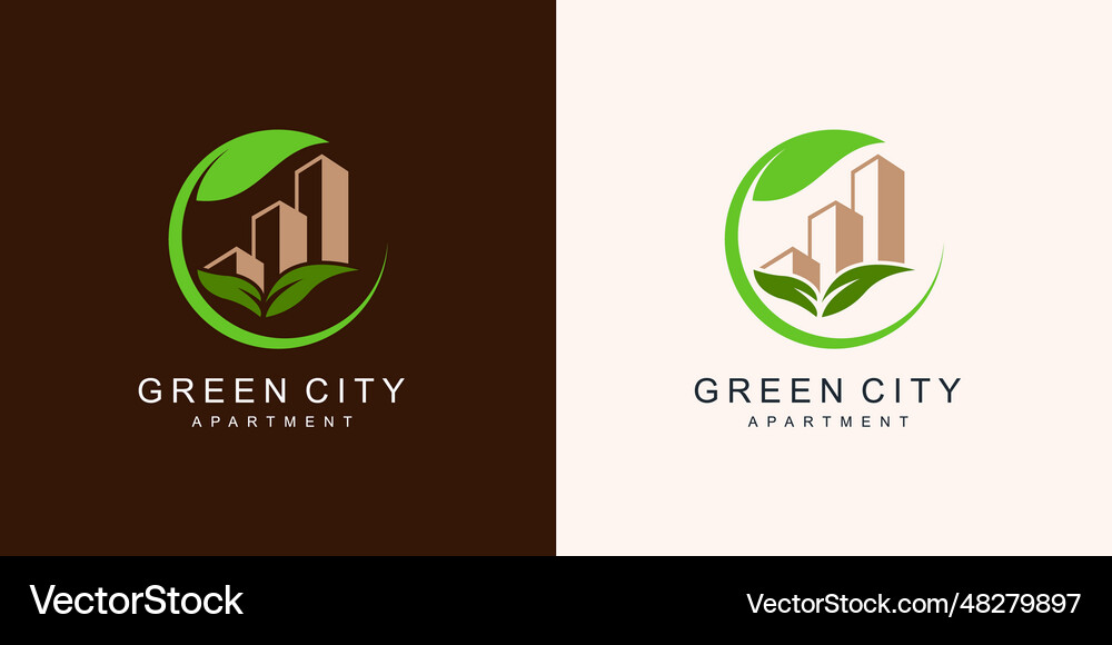 Green city logo design with modern creative Vector Image