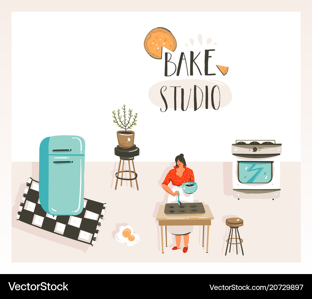 Hand drawn abstract modern cartoon cooking Vector Image