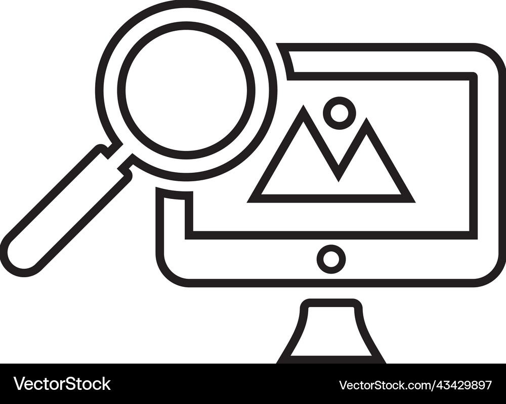 Image search outline icon line art Royalty Free Vector Image