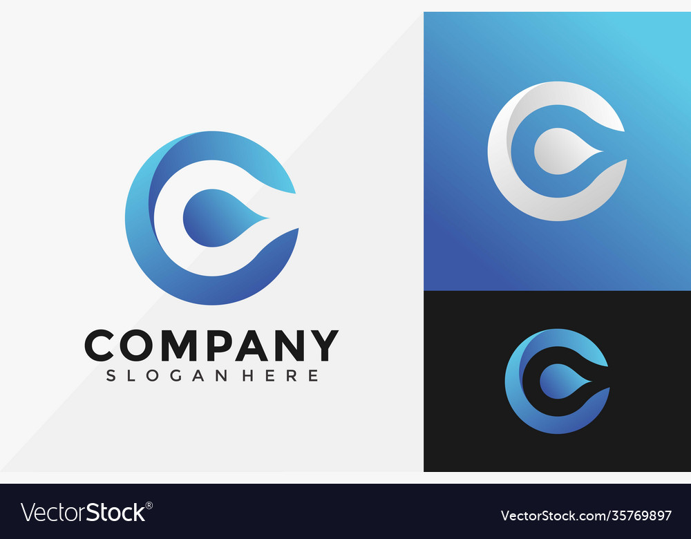 Letter c water drop logo design modern Royalty Free Vector