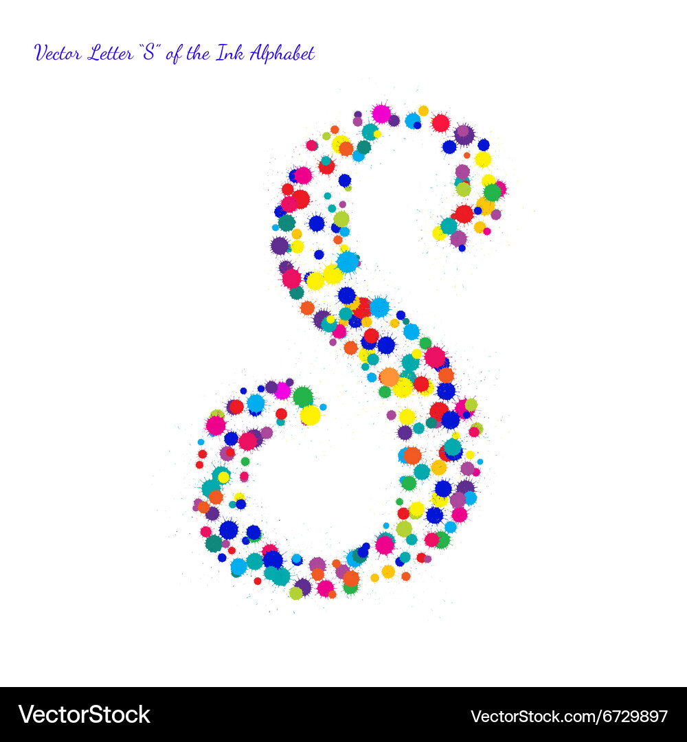 Letter s from bright color ink blots Royalty Free Vector