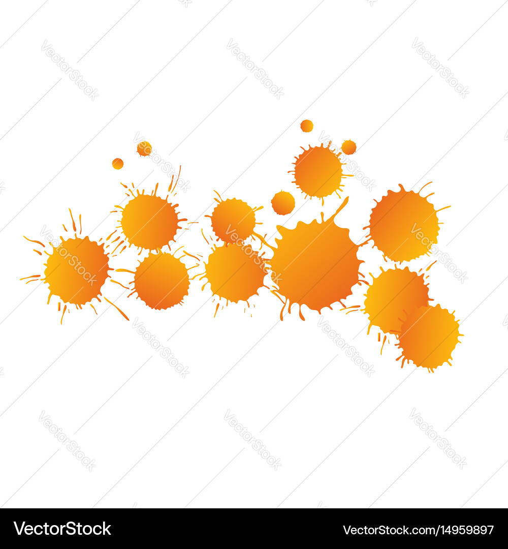 Orange watercolor paint drops Royalty Free Vector Image