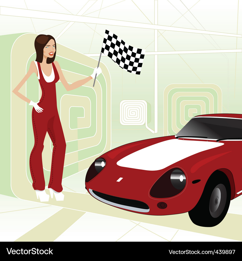 Race car with girl Royalty Free Vector Image - VectorStock