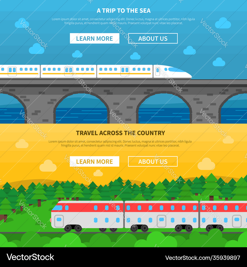 Railway banner set Royalty Free Vector Image - VectorStock