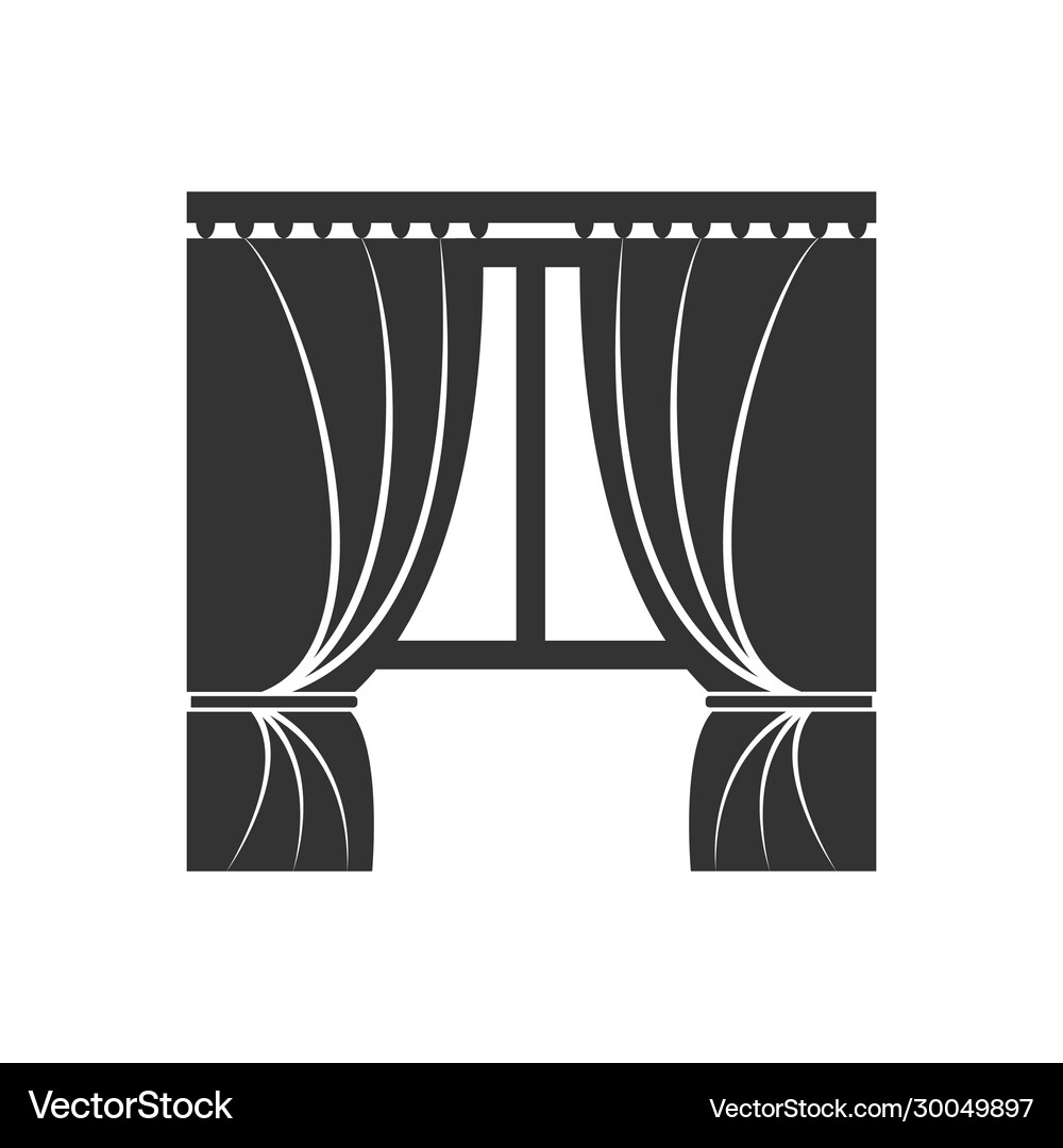 Simple window icon with a curtain for websites Vector Image