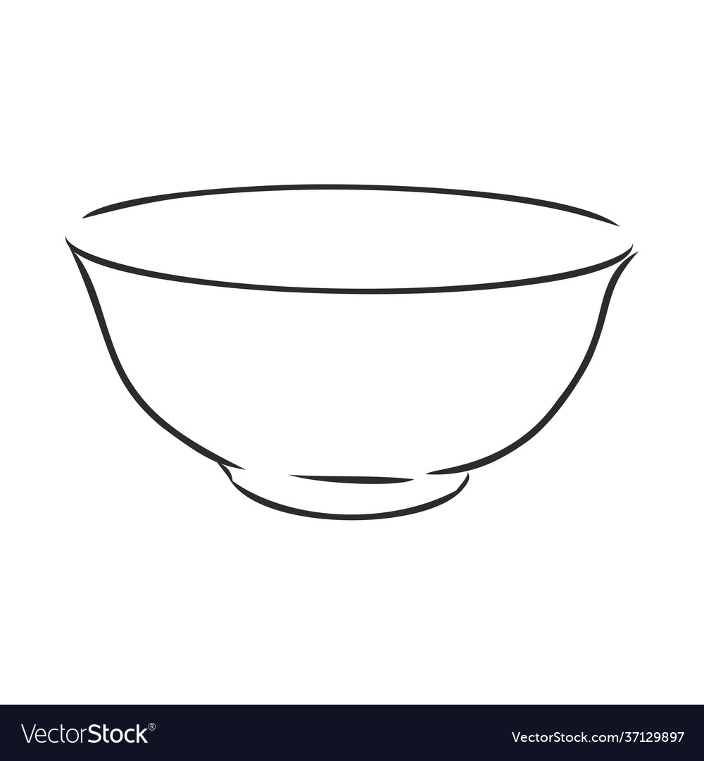 Sketch A Bowl Bowl Isolated On White Background Vector Image