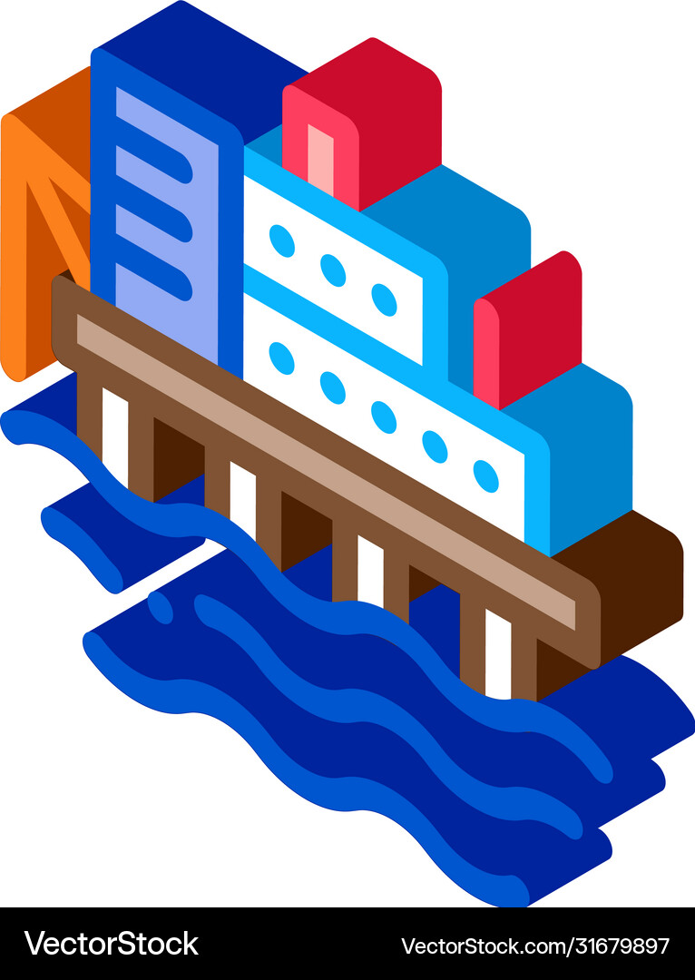 Water power plant isometric icon Royalty Free Vector Image