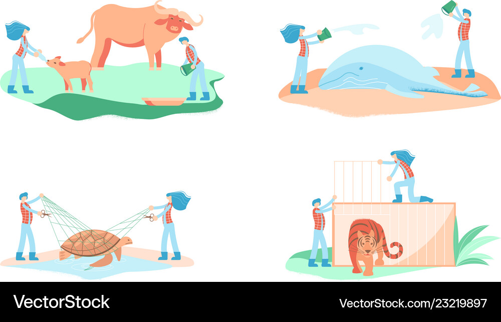 Wild animal rescue concept Royalty Free Vector Image