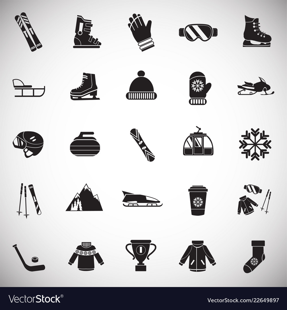 Winter sport and entertainment set on white Vector Image