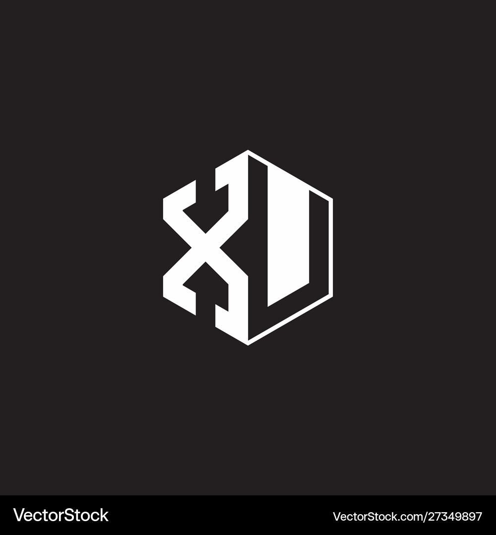 Xu logo monogram hexagon with black background Vector Image