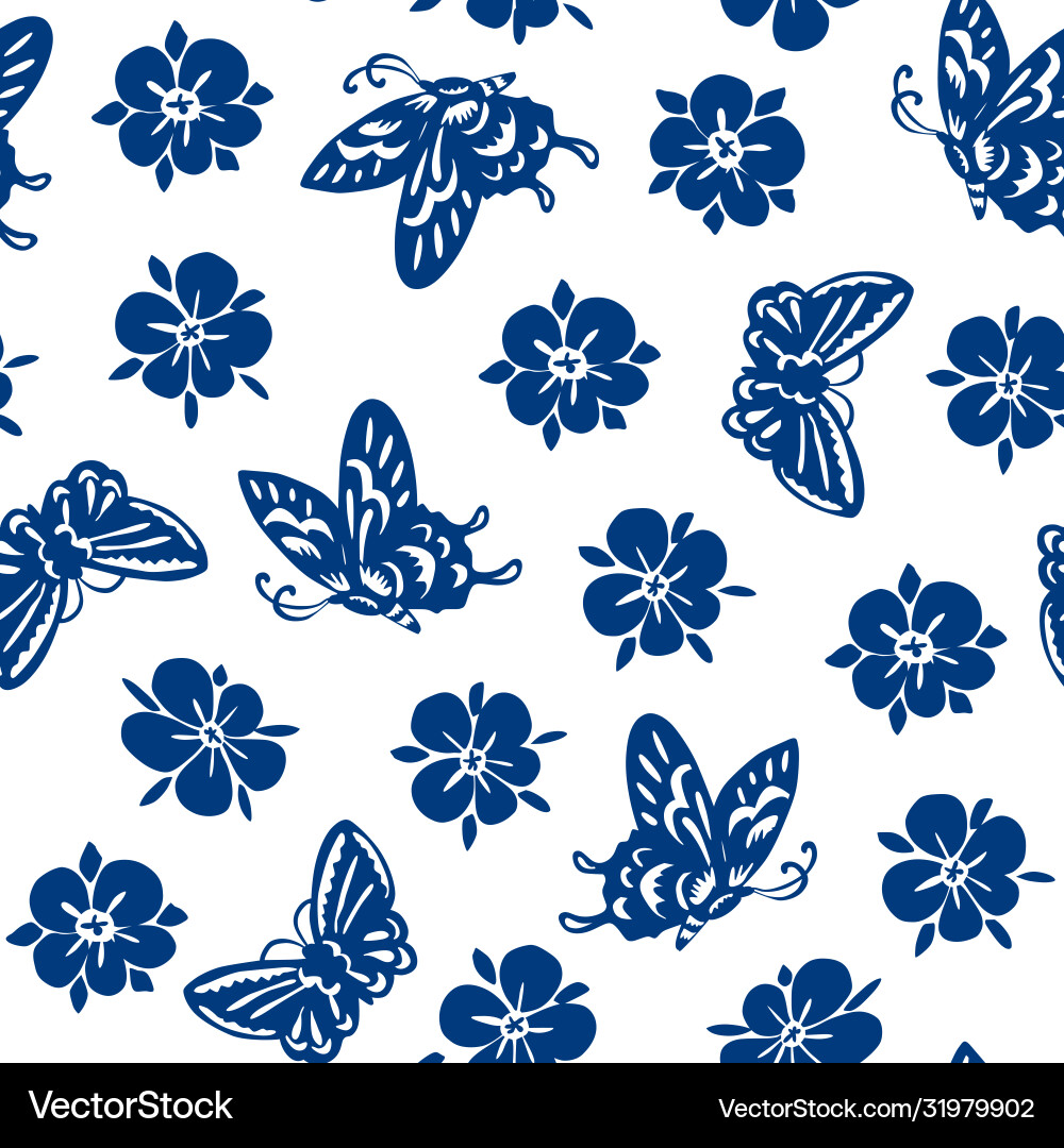 Chinese classic blue traditional paper Royalty Free Vector