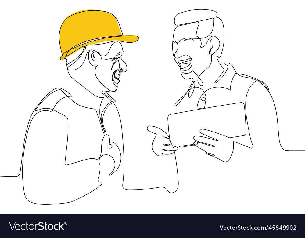 Continuous one line drawing ofengineer wearing Vector Image