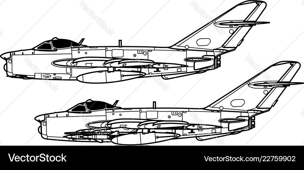 Mikoyan mig-17 fresco Royalty Free Vector Image