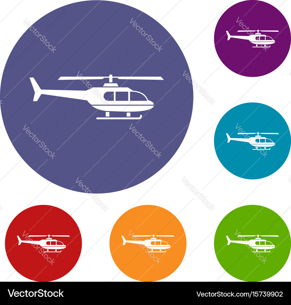 Military helicopter icons set Royalty Free Vector Image