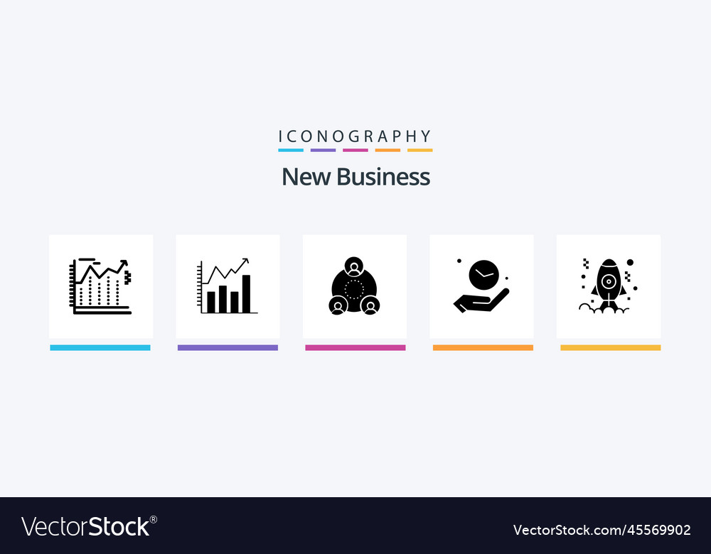 New business glyph 5 icon pack including hand Vector Image