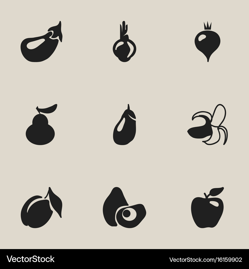 Set 9 editable fruits icons includes symbols Vector Image