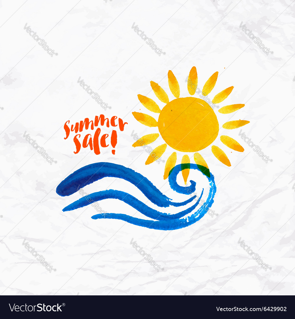 Sun wave ocean Royalty Free Vector Image - VectorStock