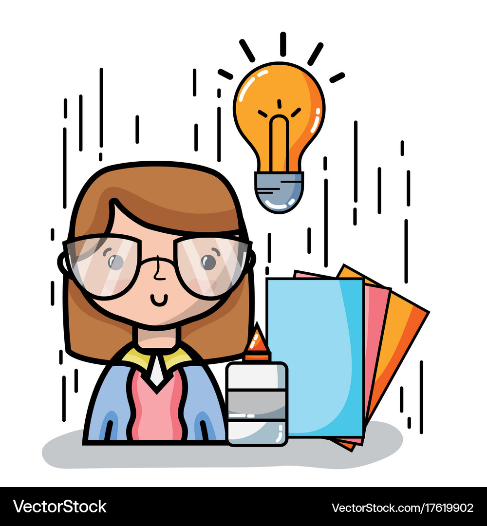 Teacher woman with school tools education Vector Image