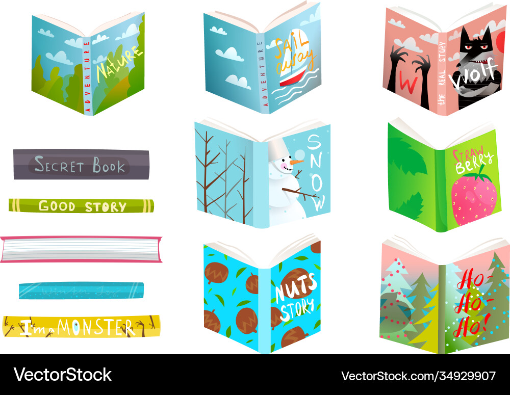 Books for kids read and study hand drawn library Vector Image