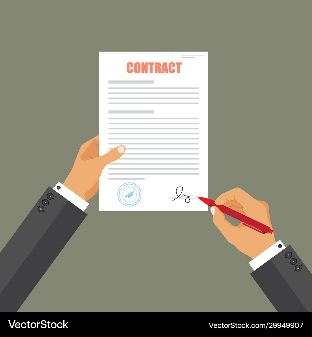 Businessman sign agreement paper document Vector Image