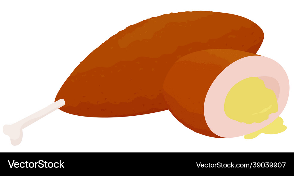 Cartoon breaded chicken kiev cutlets on white Vector Image