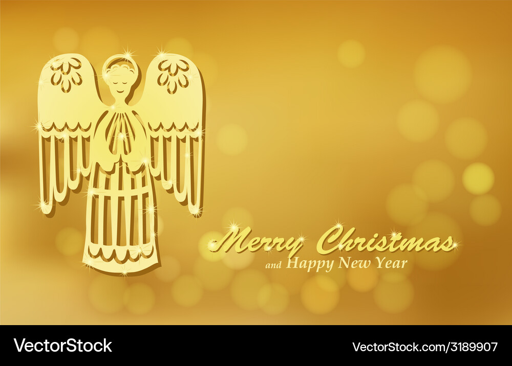 Christmas gold background with angel Royalty Free Vector