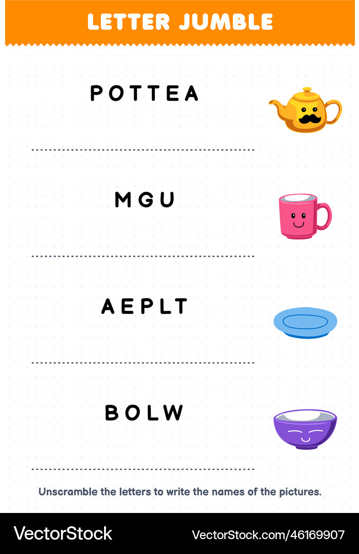 Education game for children letter jumble write Vector Image