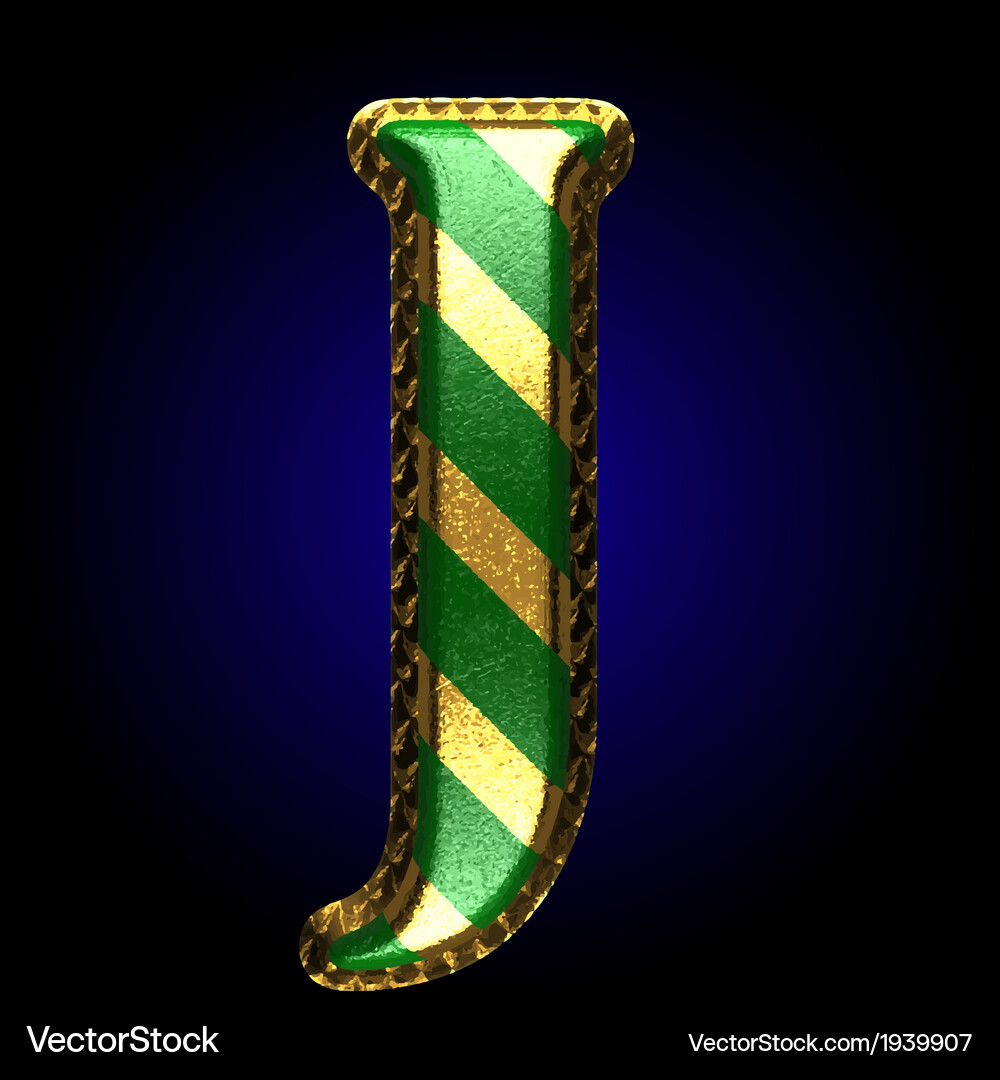 Golden and green letter j Royalty Free Vector Image