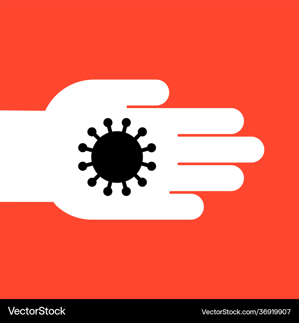 Human hand infected with coronavirus on a red Vector Image