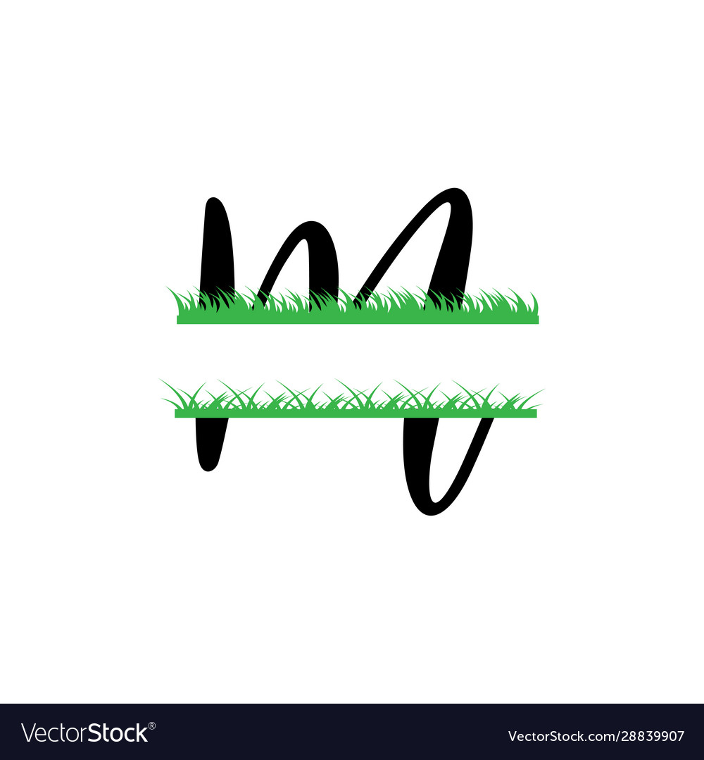 Initial m grass monogram split letter isolated Vector Image