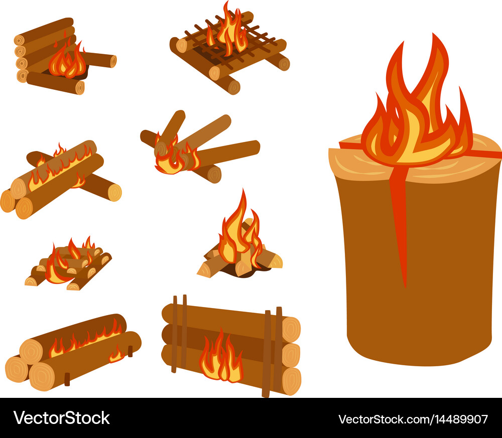 Isolated of campfire logs burning Royalty Free Vector Image