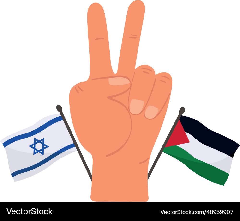 Israel and palestine flags with peace hand Vector Image