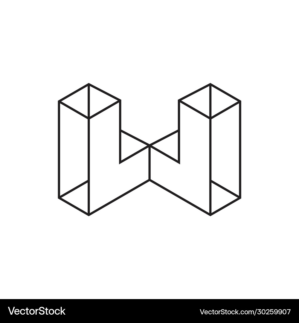 Letter w 3d line art geometric logo Royalty Free Vector