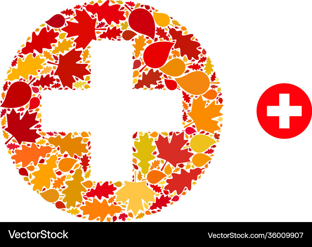 Medical aid autumn composition icon with fall Vector Image