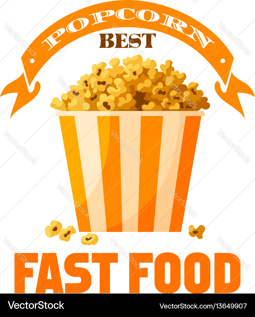 Popcorn fast food snack isolated icon Royalty Free Vector