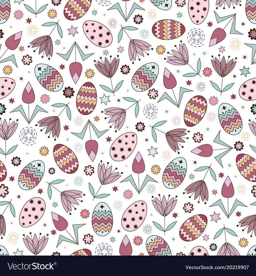 Seamless pattern with cute elements for easter Vector Image