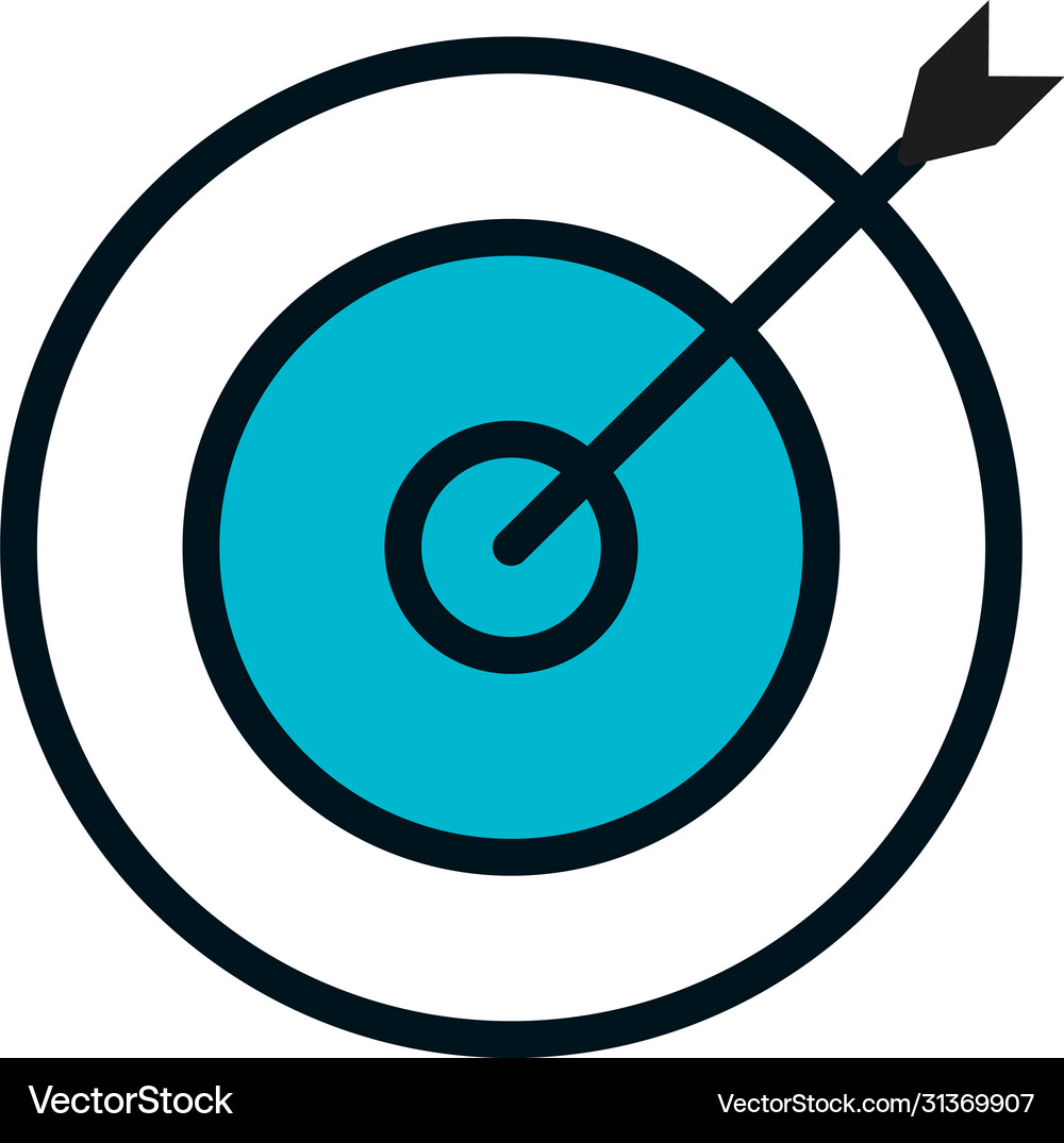 Target and arrow icon half color line style Vector Image