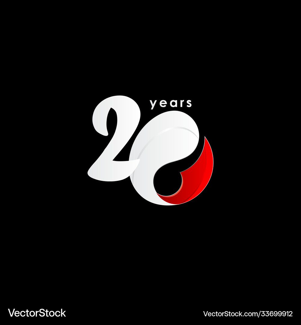 20 years anniversary celebration number red Vector Image