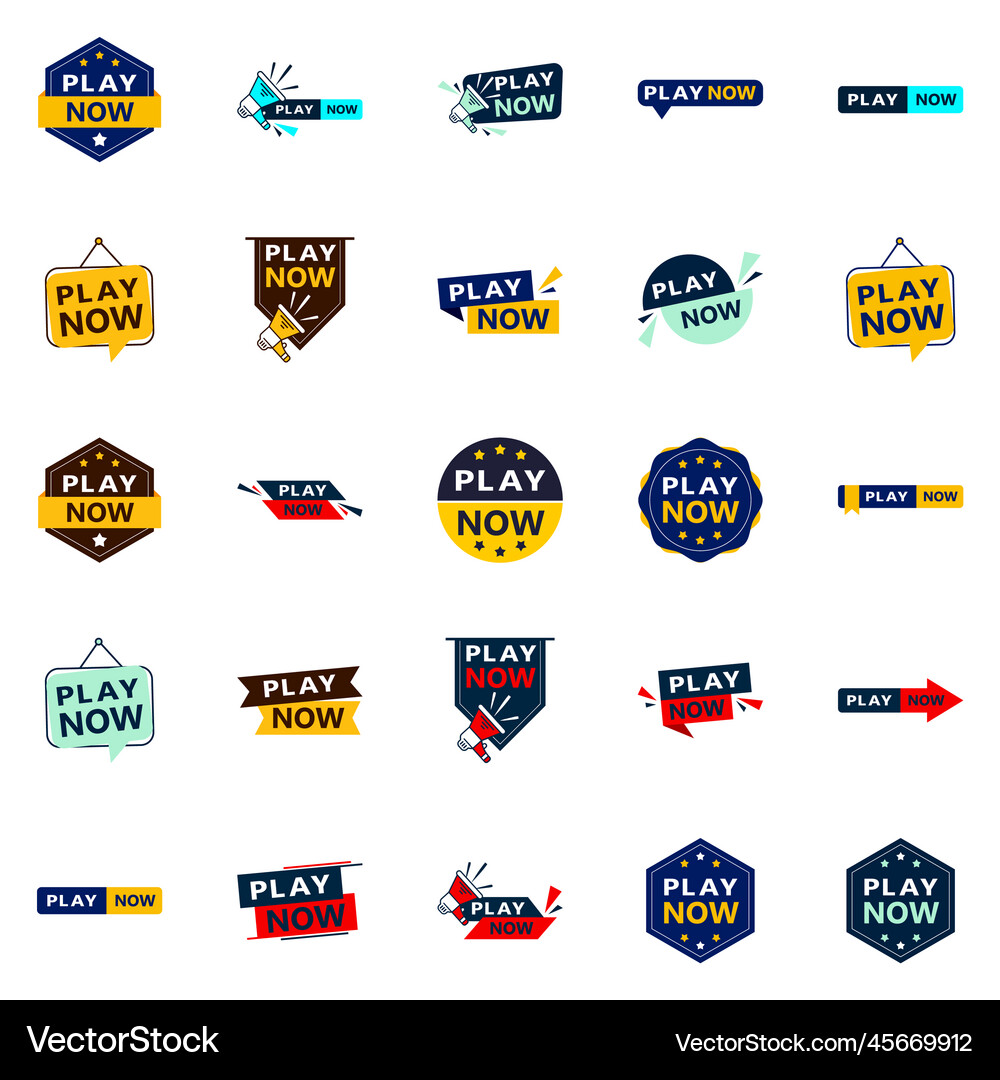 25 professional play now banners to elevate your Vector Image