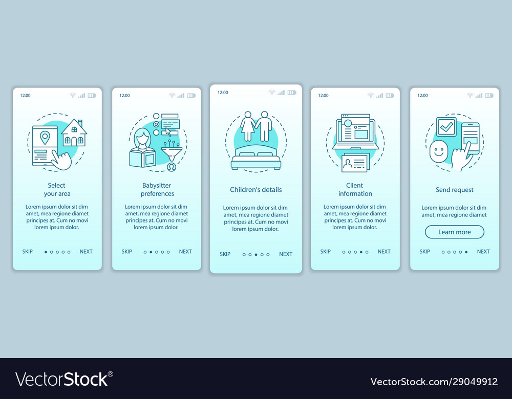 Babysitter choosing onboarding mobile app page Vector Image Babysitter choosing onboarding mobile app page Vector Image