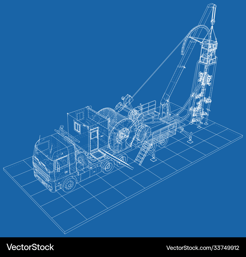 Coiled tubing unit machine layers visible Vector Image