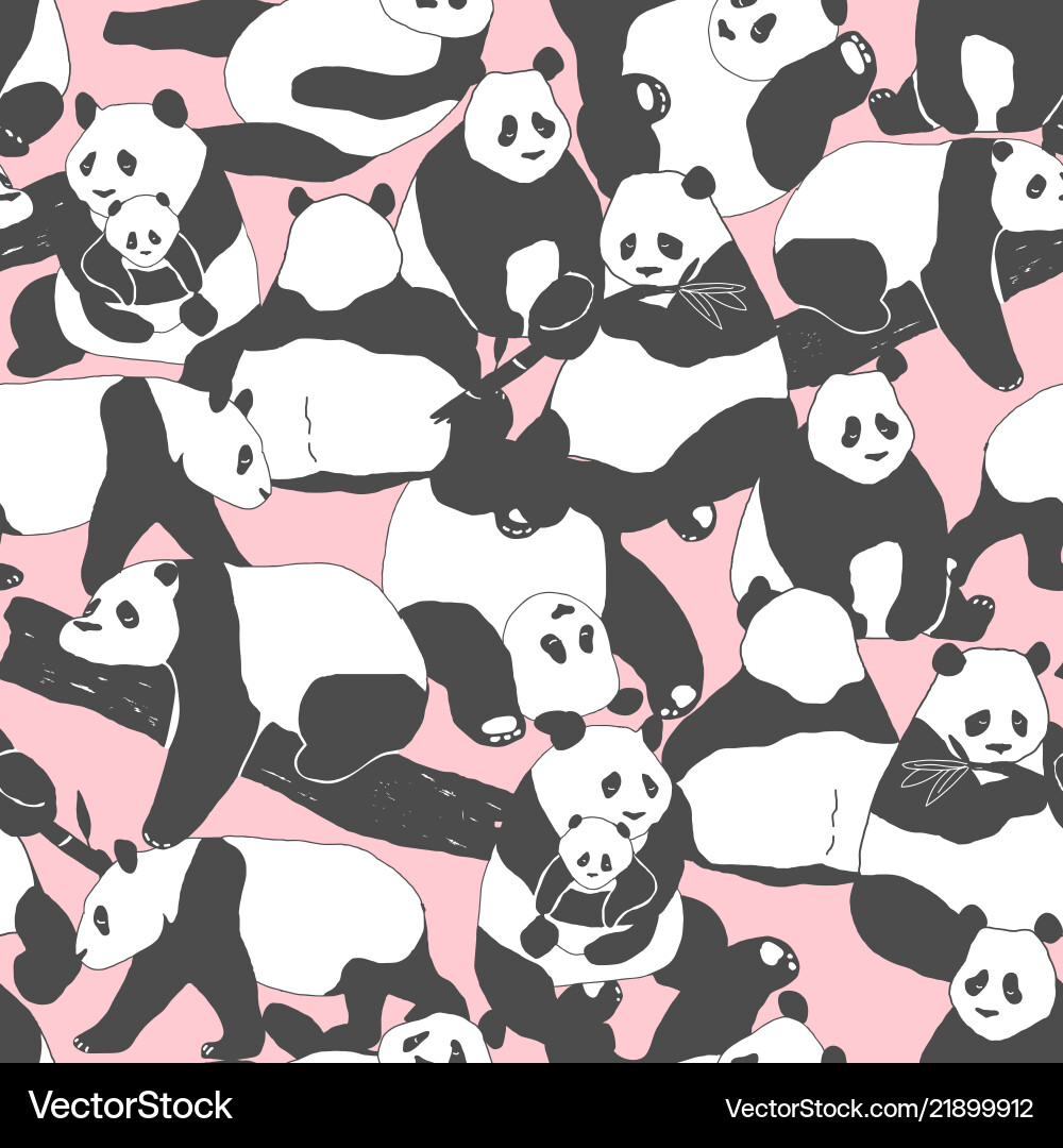 Cute panda bear seamless pattern textile Vector Image