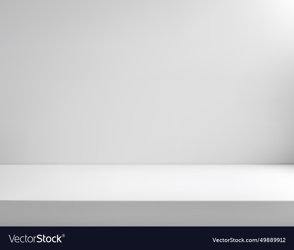 Empty white studio room with blank table podium Vector Image