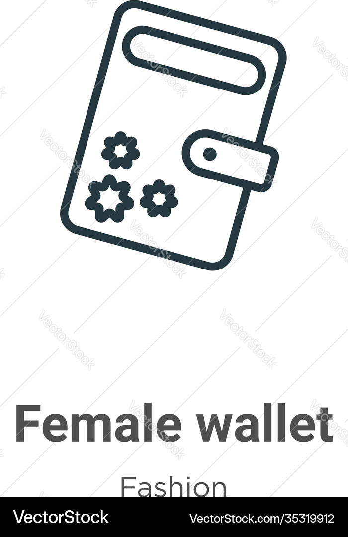 Female wallet outline icon thin line black Vector Image