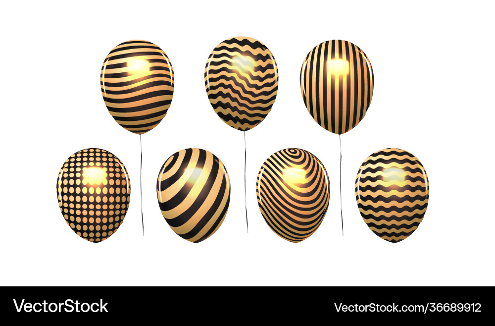 Gold balloons isolated on white background Vector Image