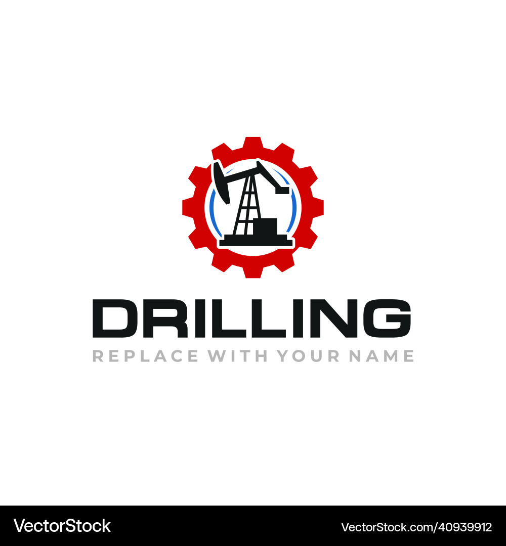 Oil drilling service logo with a machine Vector Image