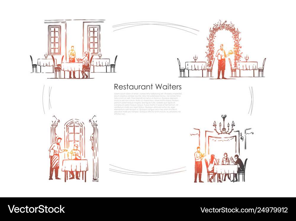 Restaurant waiters - waiters in restaurants Vector Image